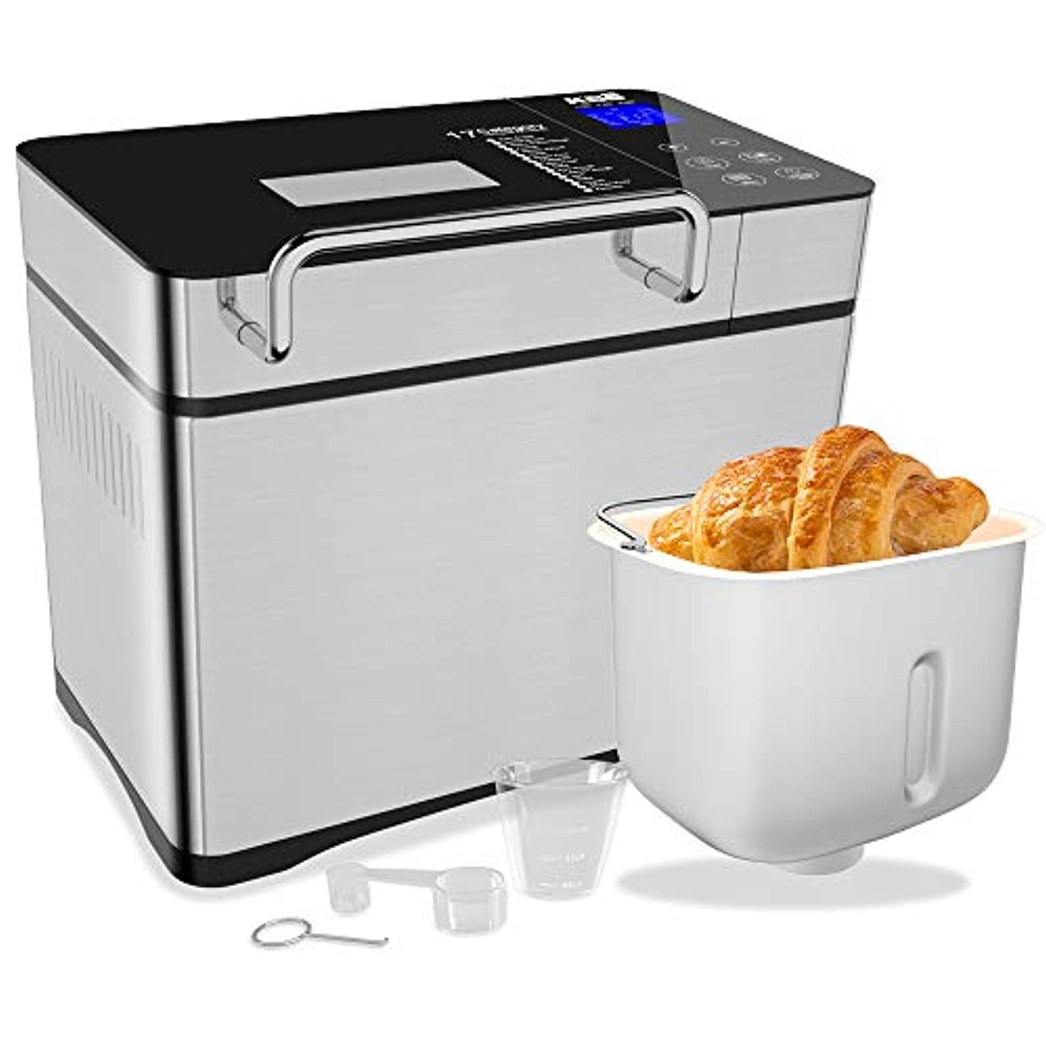 KBS 750W Bread Maker with Auto Fruit Nut Dispenser, 2.2LB XL Capacity ...